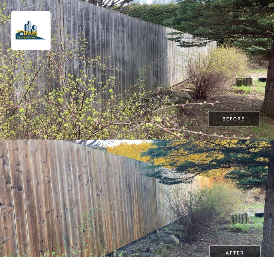 Cedar Fence Cleaning in Laval, QC by Lavage Doux Bam